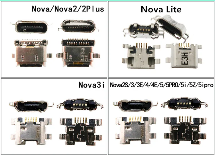 Original novo micro jack usb porta doca soquete conector para huawei nova lite nova 2 plus 2 s 3 ...