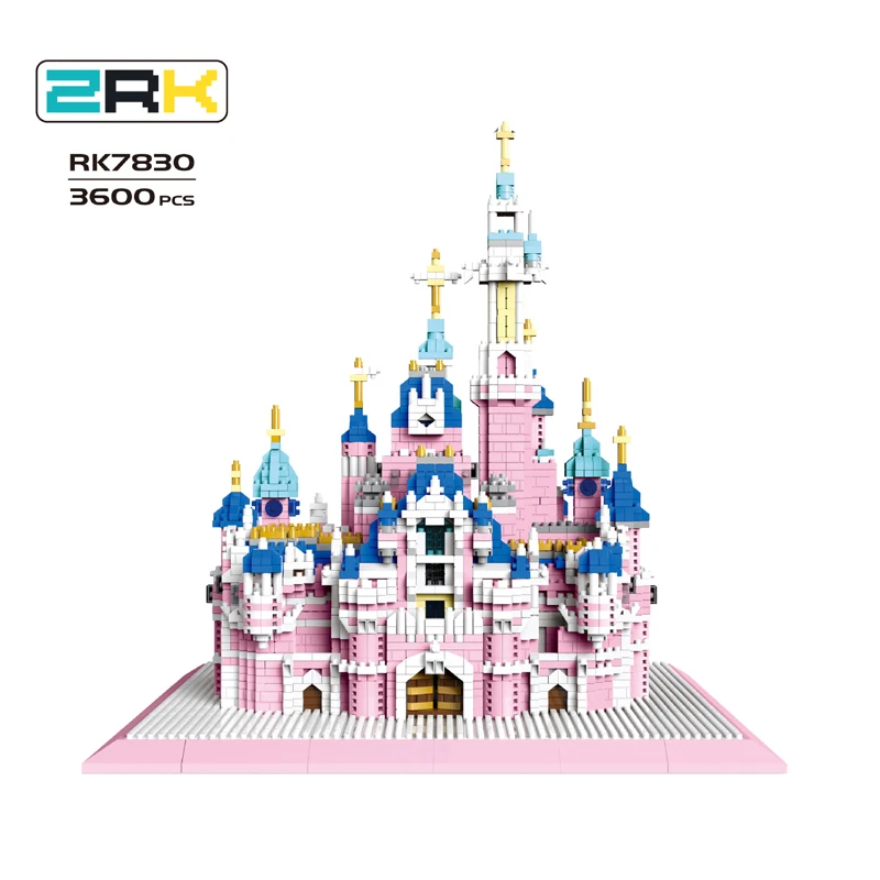 3600pcs+ Pink Fairy Tale Disney Castle Building Blocks Architecture 3d ...