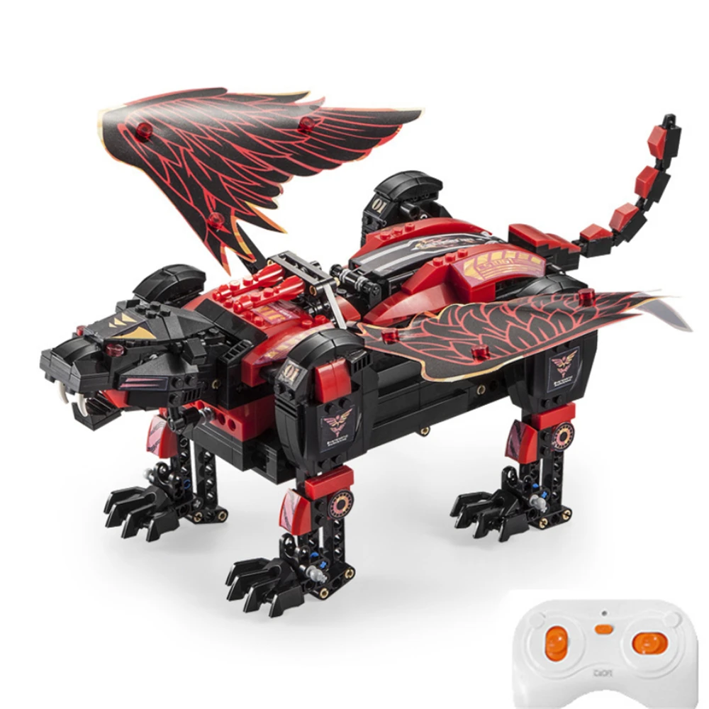 646 PCS Electric Building Blocks RC Dinosaur Tiger Technical Remote ...
