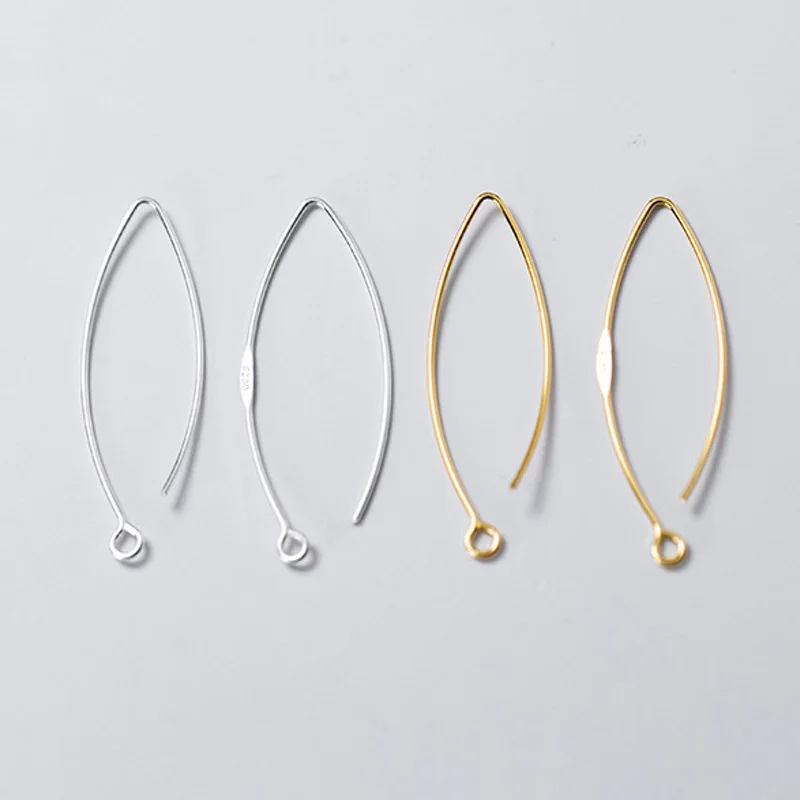 2pcs/lot 100% 925 Sterling Silver Earring Hooks Semi-finished V Shape ...