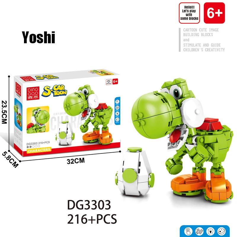 MOC brickheadz Mario Bowser Luigi Yoshi Anime cartoon action figures ...