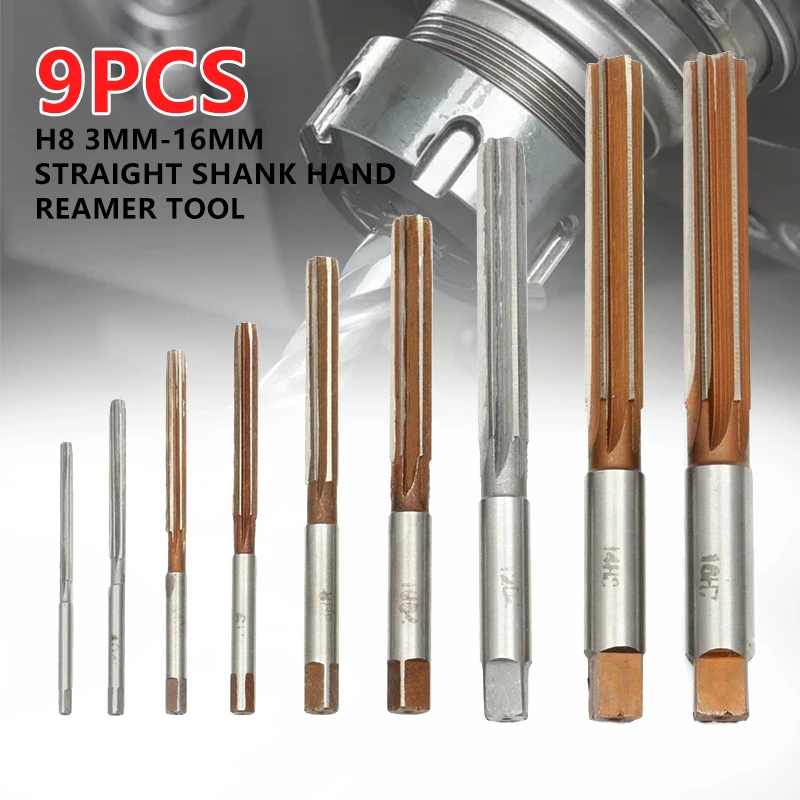 9pcs Hand Reamer H8 3 16mm Straight Shank Hand Reamer Tool High Speed ...