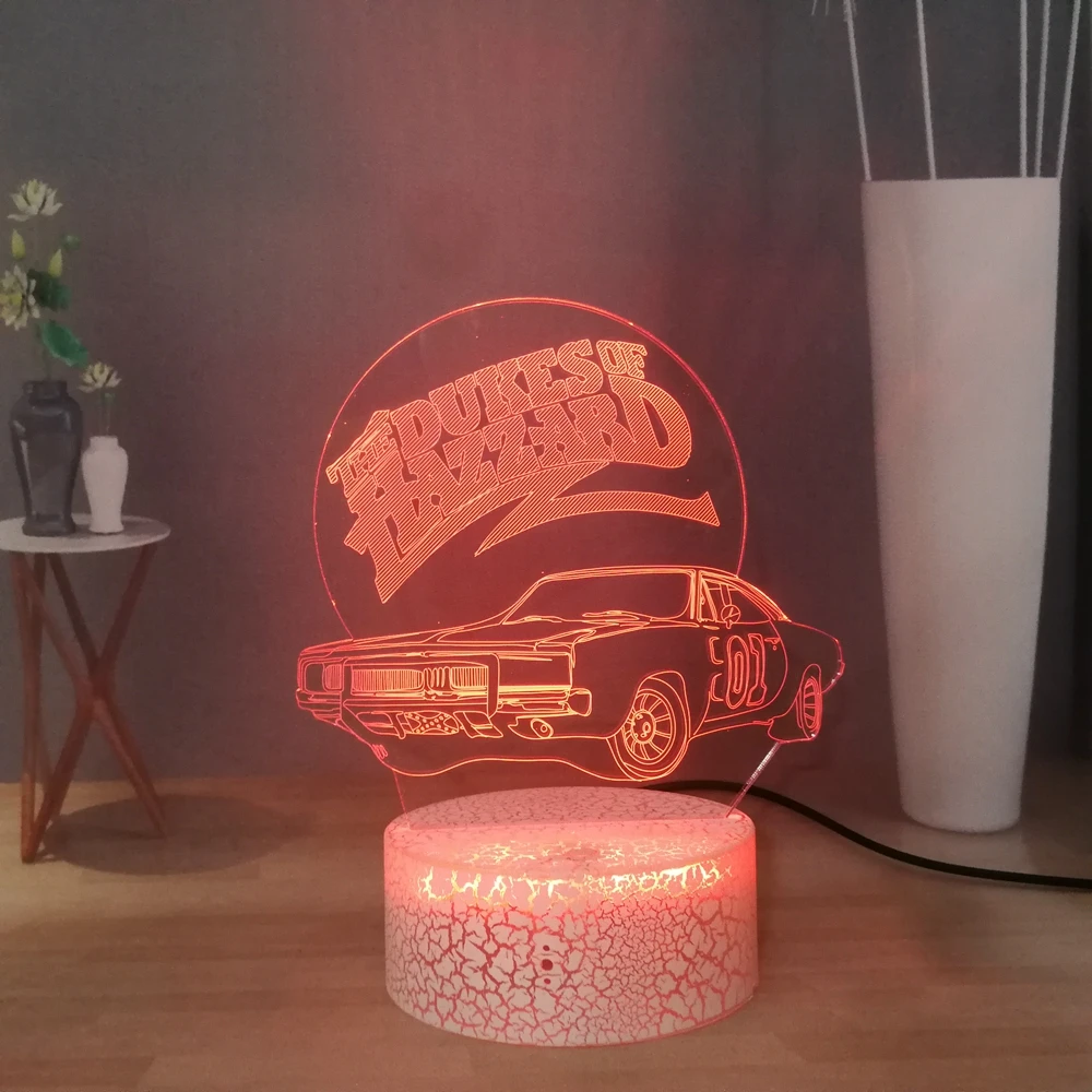 Cartoon Beamng Racing car 3D Visual Night Lamp The Dukes of Hazzard LED ...