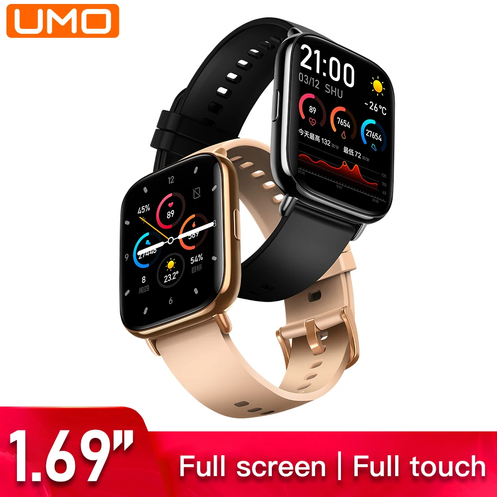 UMO 스마트 워치 1.69 "터치 울트라 얇은 화면 남성 여성 피트니스 추적기 방수 IOS 안드로이드 명예 Xiaomi 삼성 ...