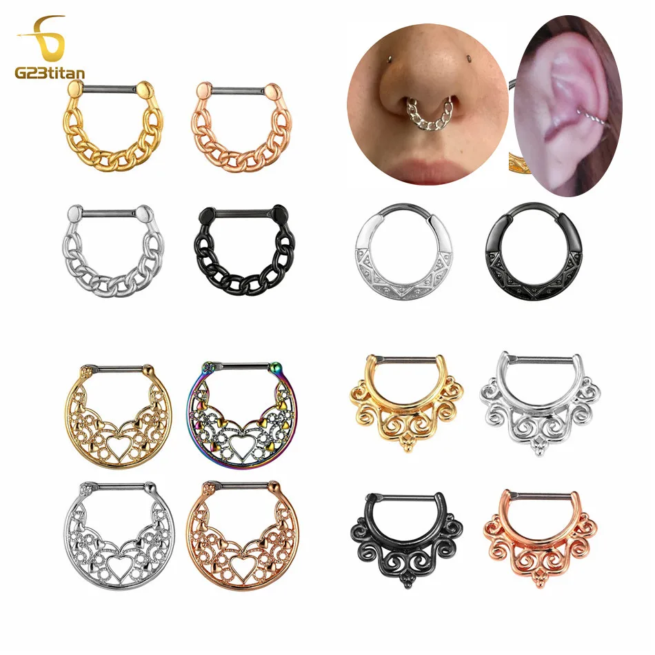 Titanium-Clicker-Septum-Hoops-Nose-Piercing-Ring-Indian-Ethnic-Jewelry ...