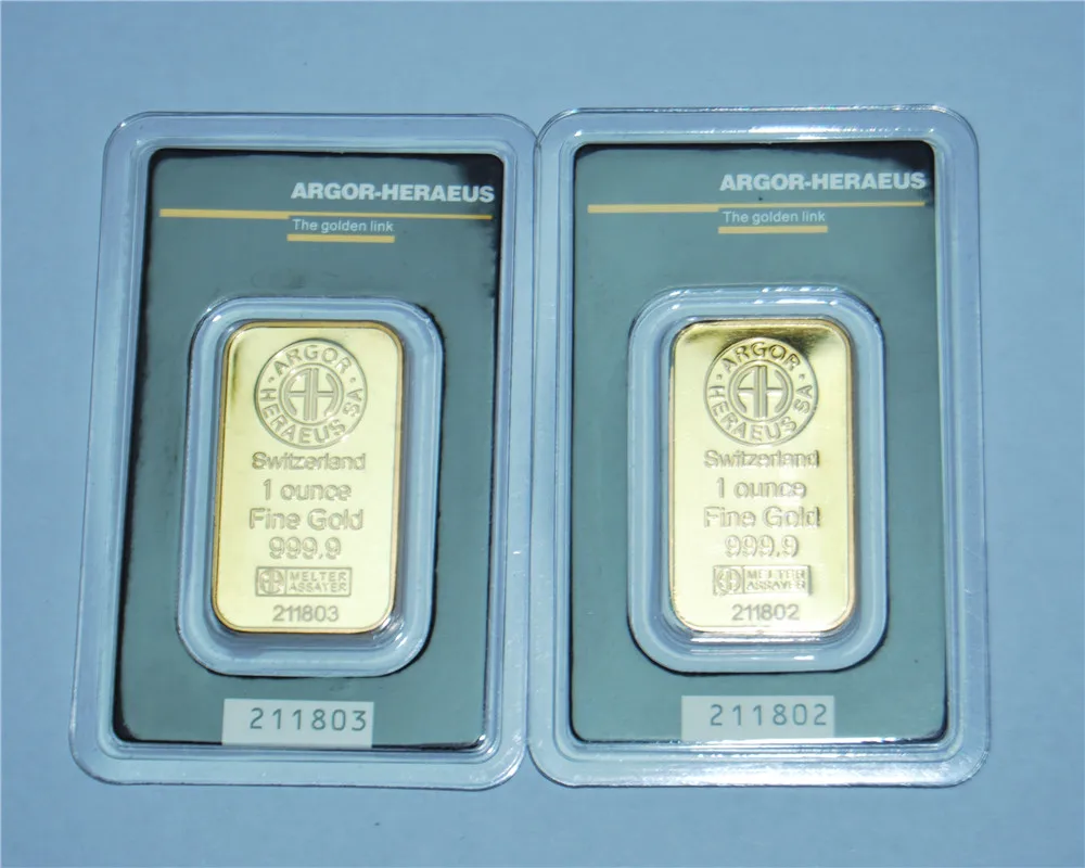 1oz-Switzerland-Argor-Heraeus-Gold-Bar-24k-Gold-Plated-High-Quality-Non ...