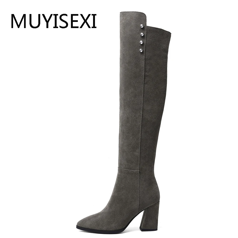 Botas de punta estrecha con tacón alto de 8cm para mujer, botines por ...