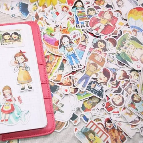 20set/1lot Paper Cartoon girls Travel Diary Planner Decorative Mobile ...