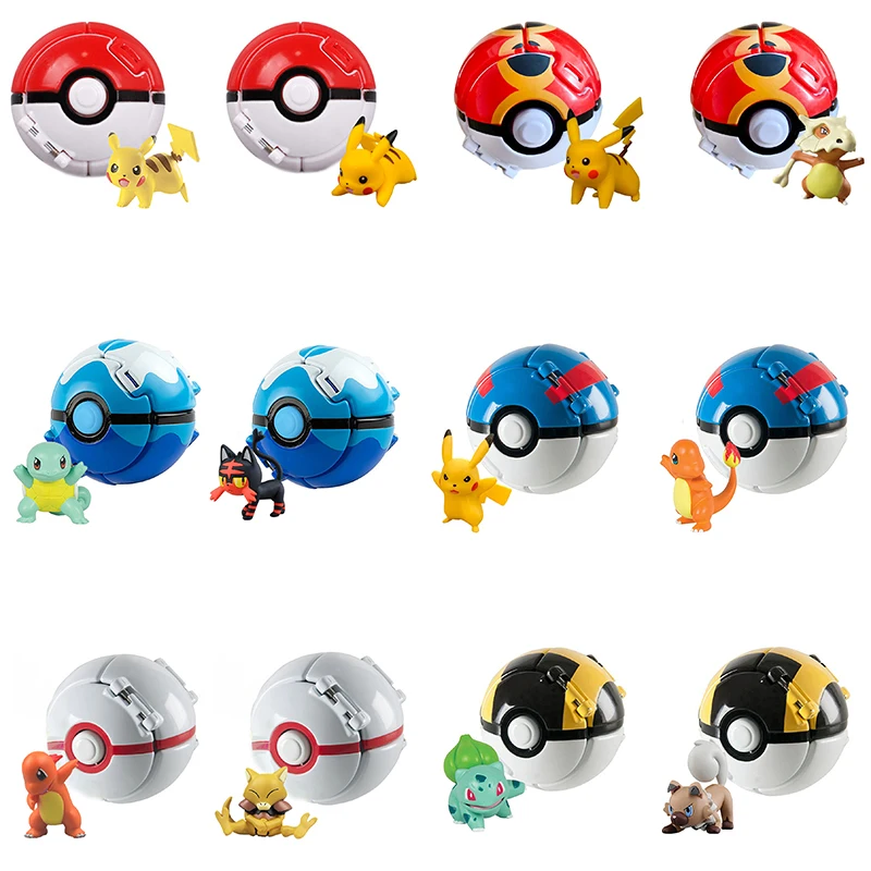 Pokeball + 1 Pop Cartoon Anime Figuur Pokemon Bal Pikachu Charmander ...