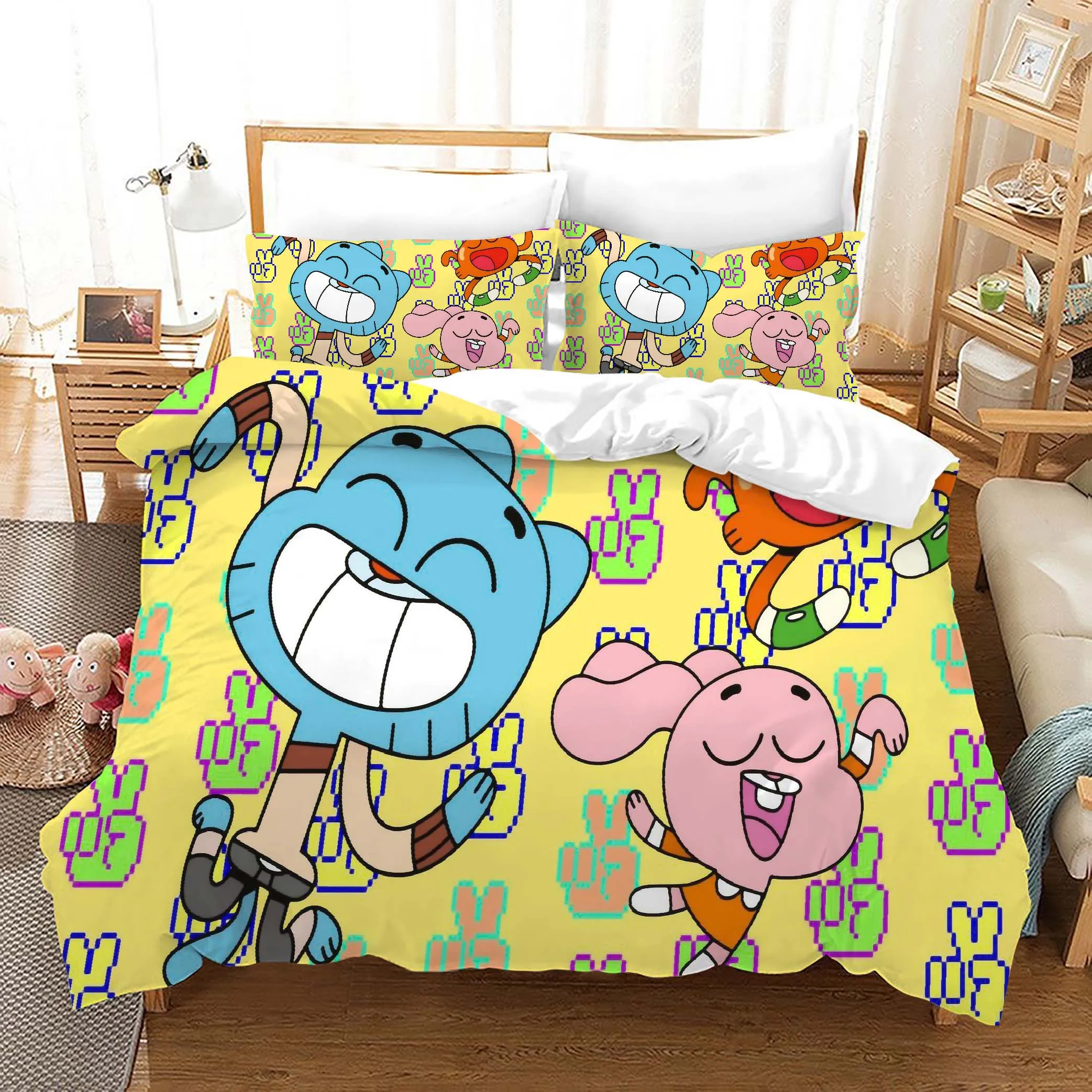 3D-Kawaii-Kids-Gumball-Games-Cartoon-Duvet-Cover-Set-Queen-King-Size ...
