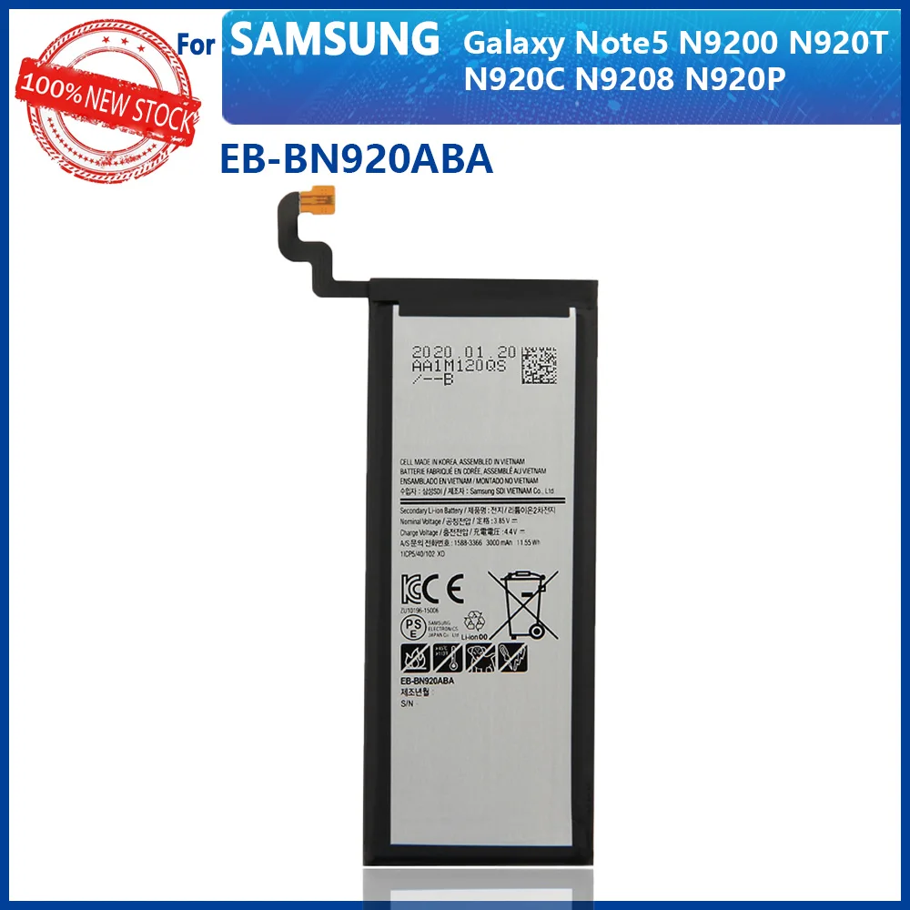 EB BN920ABA Original para Samsung GALAXY Note 5, 100% mAh, EB BN920ABE ...