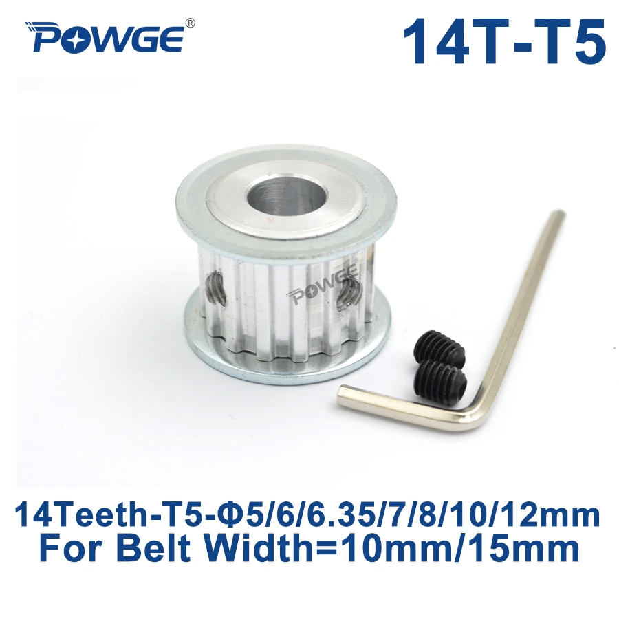 Powge Trapezoid 14 Teeth T5 Timing Synchronous Pulley Bore 5/6/6.35/7/8 ...