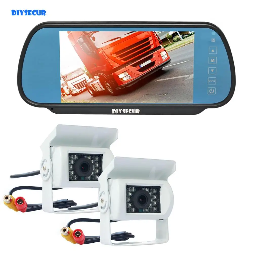 Diysecur 7" Mirror Monitor Car Monitor Waterproof Night Vision Ccd Rear ...