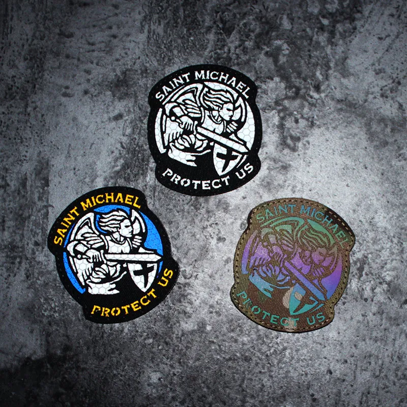 Archangel-St-Michael-Protect-Us-Nylon-Reflective-Patches-Cross-Christ ...