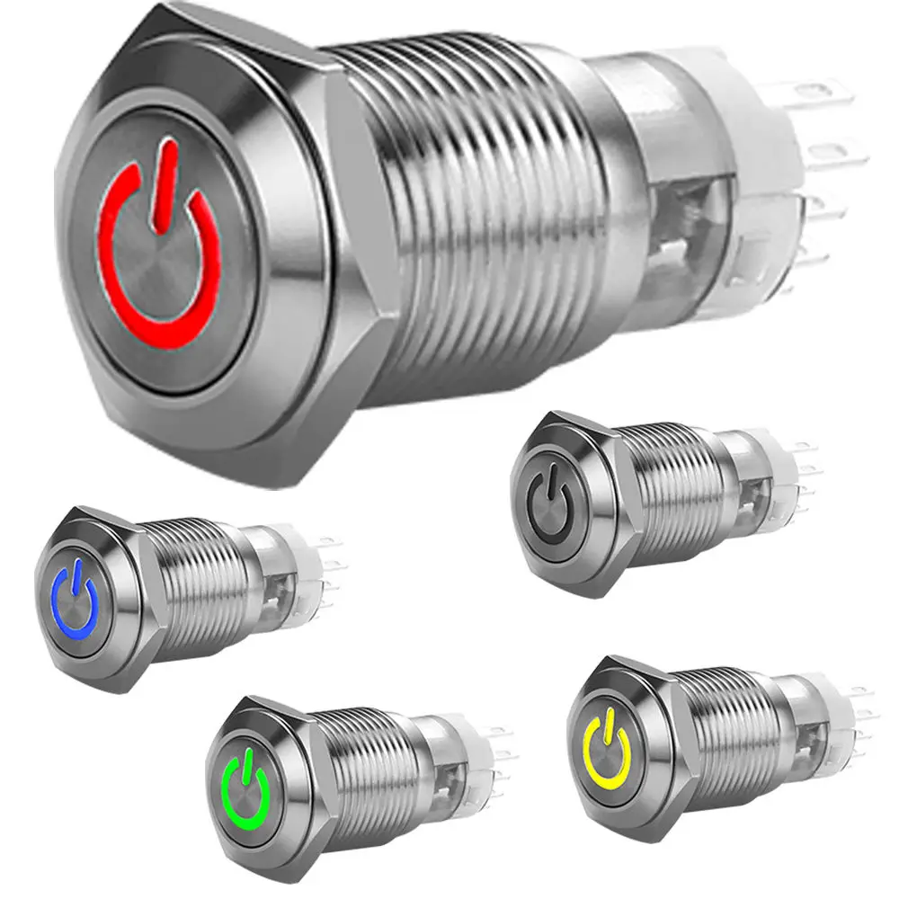 Metal-ON-OFF-Switch-Waterproof-LED-Power-Push-Button-12mm-12V-Car-LED ...