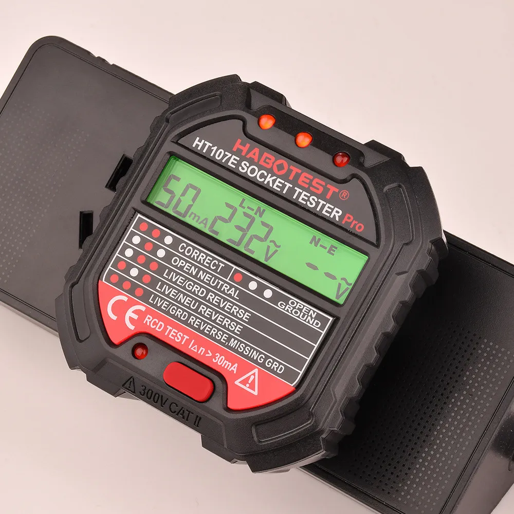 HT107-GFCI-Outlet-Tester-with-Voltage-Display-90-250V-Socket-Tester ...