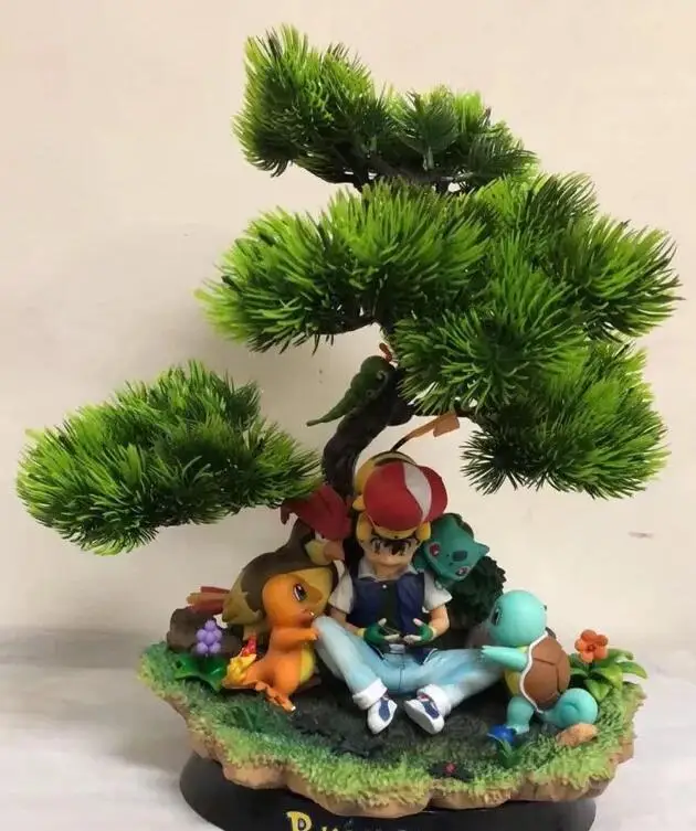Anime Pokemon Ash Ketchum with Pikachu Charmander Bulbasaur Squirtle ...