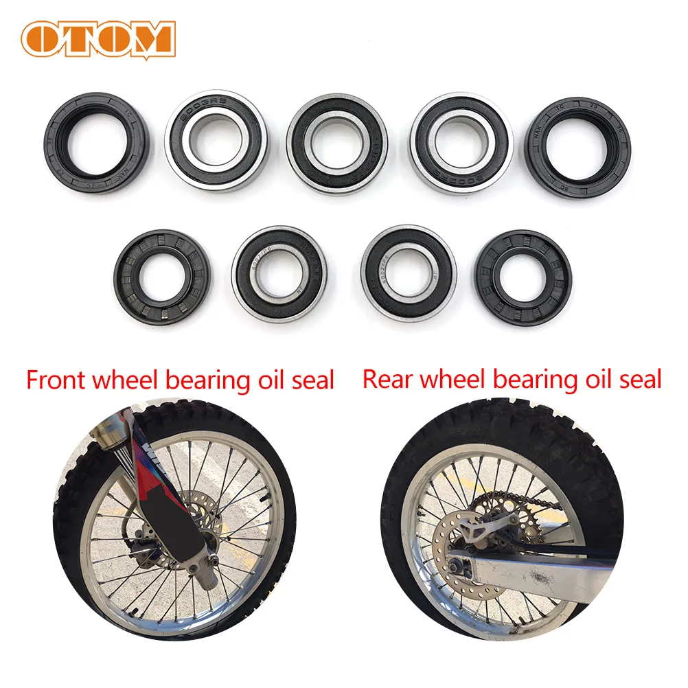 OTOM Motorcycle Front Rear Wheel Hub Oil Seals Bearing Kit RADIAL BALL ...