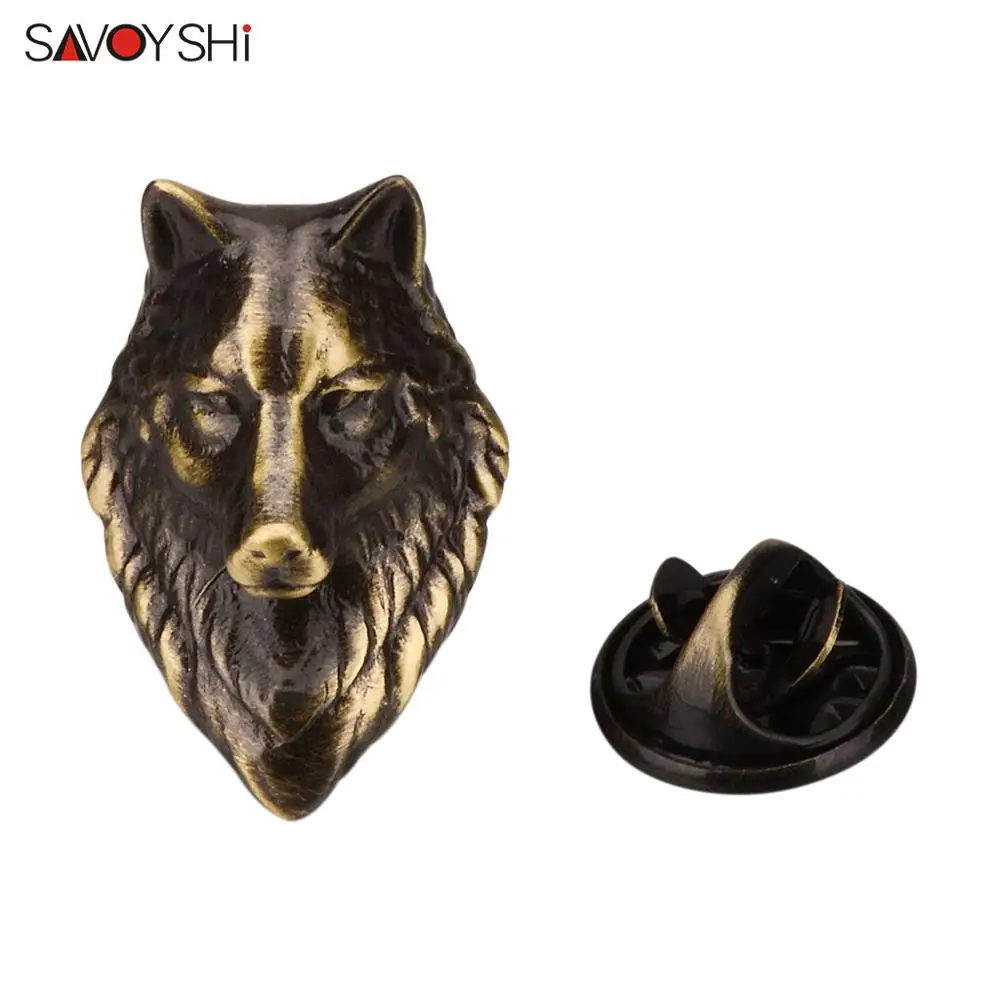 Savoyshi broche de cabeça de lobo de bronze, broche para homens, broche ...