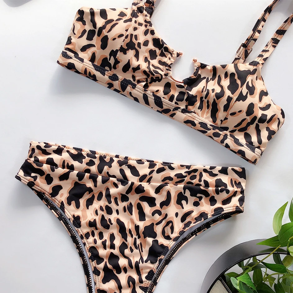 Maillot de bain femme taille haute bikini sexy serpent léopard imprimé ...