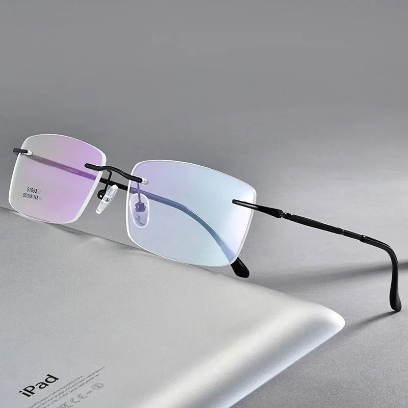 Glasses-For-Man-Rimless-Metal-Frame-Eyewears-Super-Light-Business-Style ...