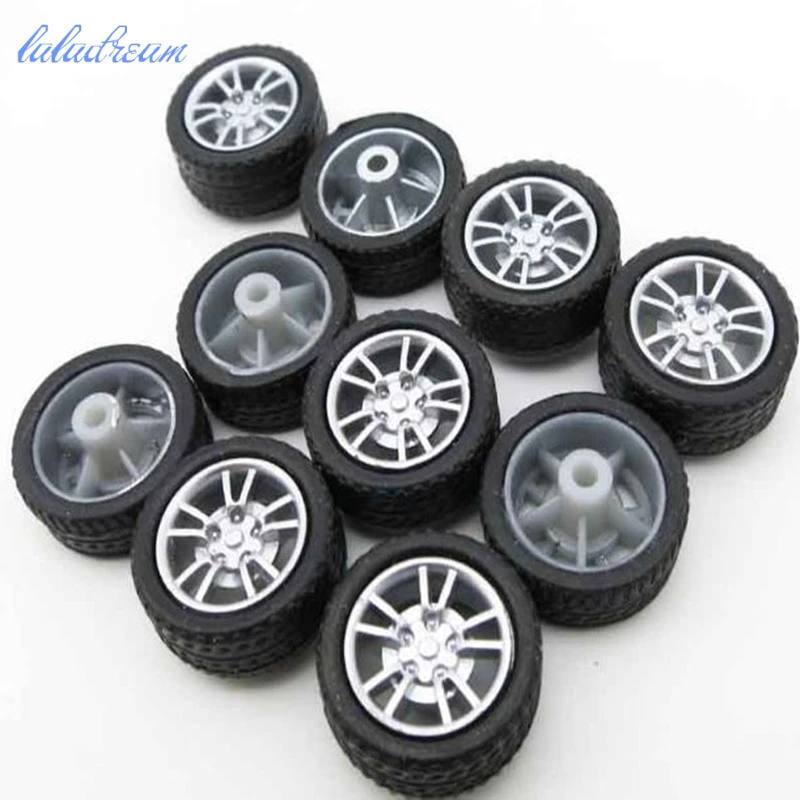 10pcs/lot 2*16mm Mini Rubber Wheel Diy Car Model Part Simulation ...