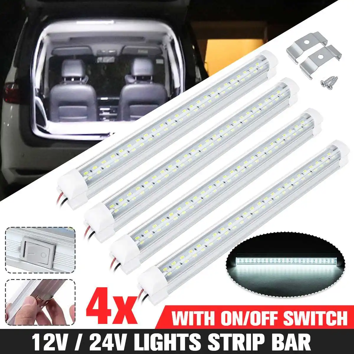 12V-24V-LED-Car-Interior-White-Strip-Light-Bar-Car-Interior-Lamp-with ...