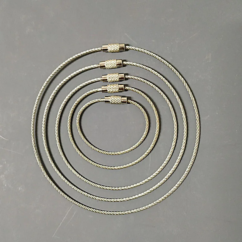 Wire-Coil-Keychain-Tag-Wire-Rope-Keychain-Ring-Keychain-Stainless-Steel ...