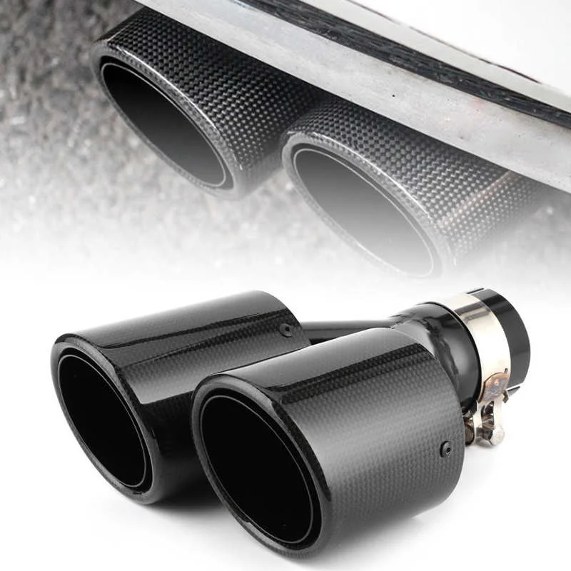 Carbon Fiber Exhaust Pipe Universal Dual Tail Crimping Throat Y-Pipe ...