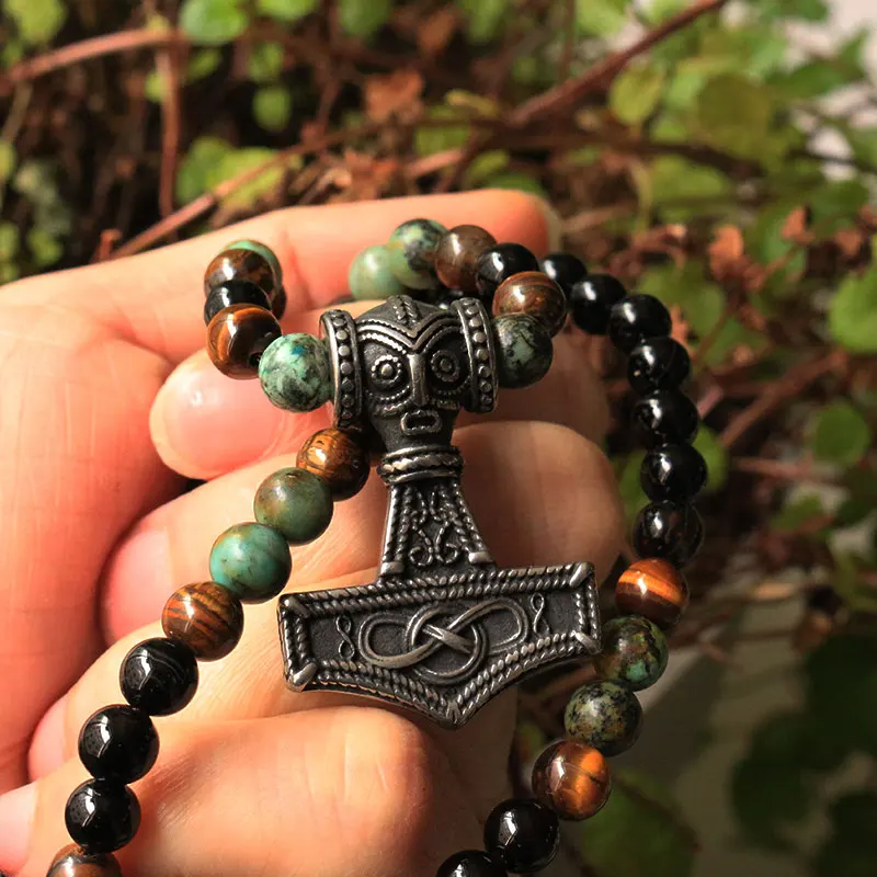 6mm viking Color Stones Beads Necklace pendant,slavic Ethnic Jewelry ...