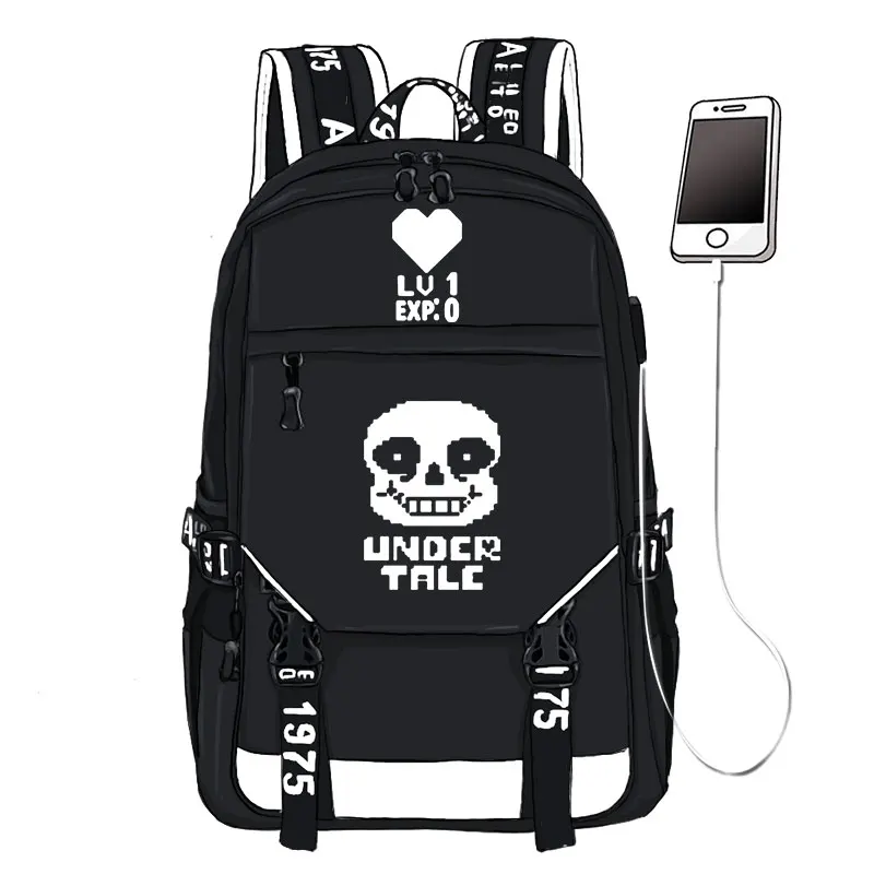 Undertale-Sans-Skull-Printing-Backpack-Unisex-Travel-Backpack-USB ...