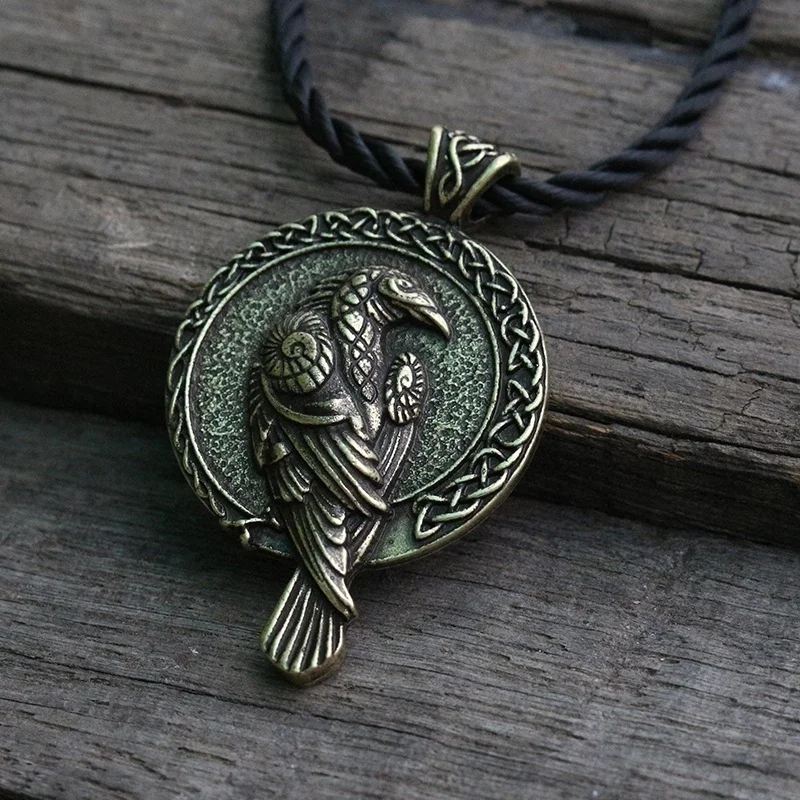 Classic Vintage Viking Talisman Pirate Crow Pendant Black Bird Celtic ...