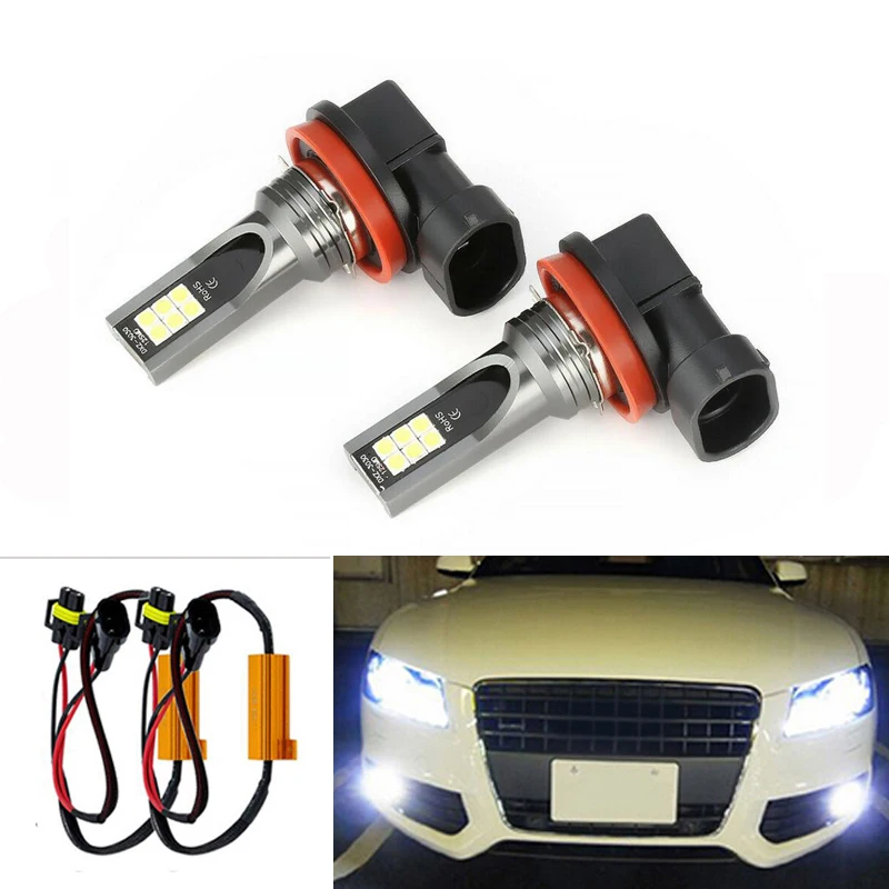 2X Car Led H11 H8 Light Bulb Auto Fog Light Driving Lamp Light No Error ...