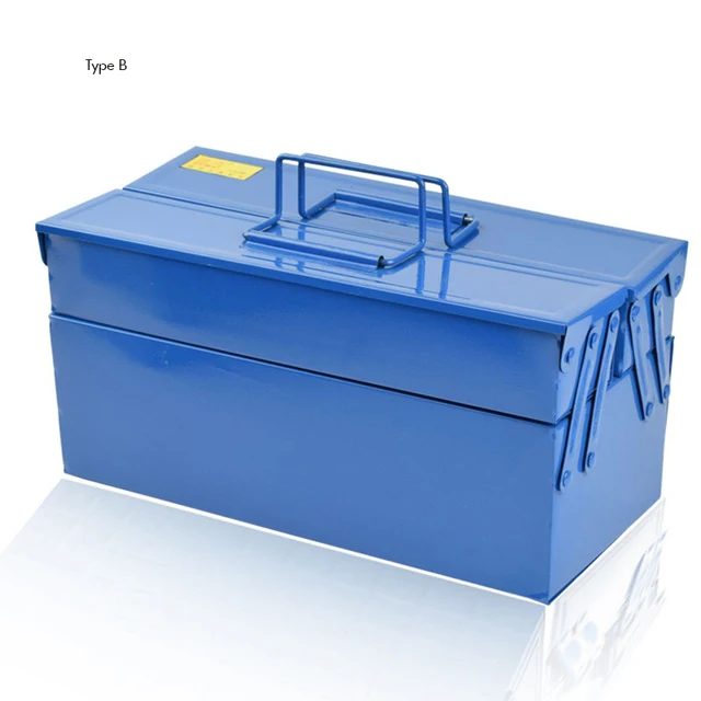 Metal Toolbox Portable 3-Tray Cantilever Steel Tool Box Tool Storage ...