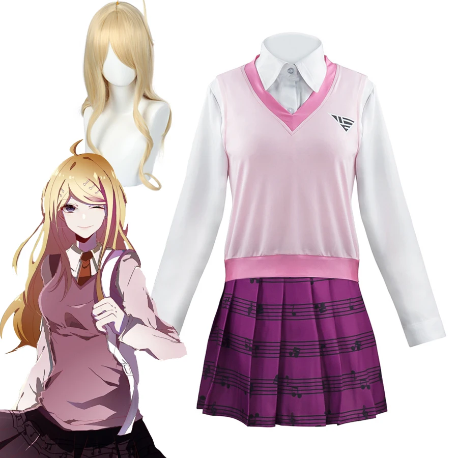 Danganronpa Anime Akamatsu Kaede Cosplay Costume Shirt,Vest,Skirt And ...