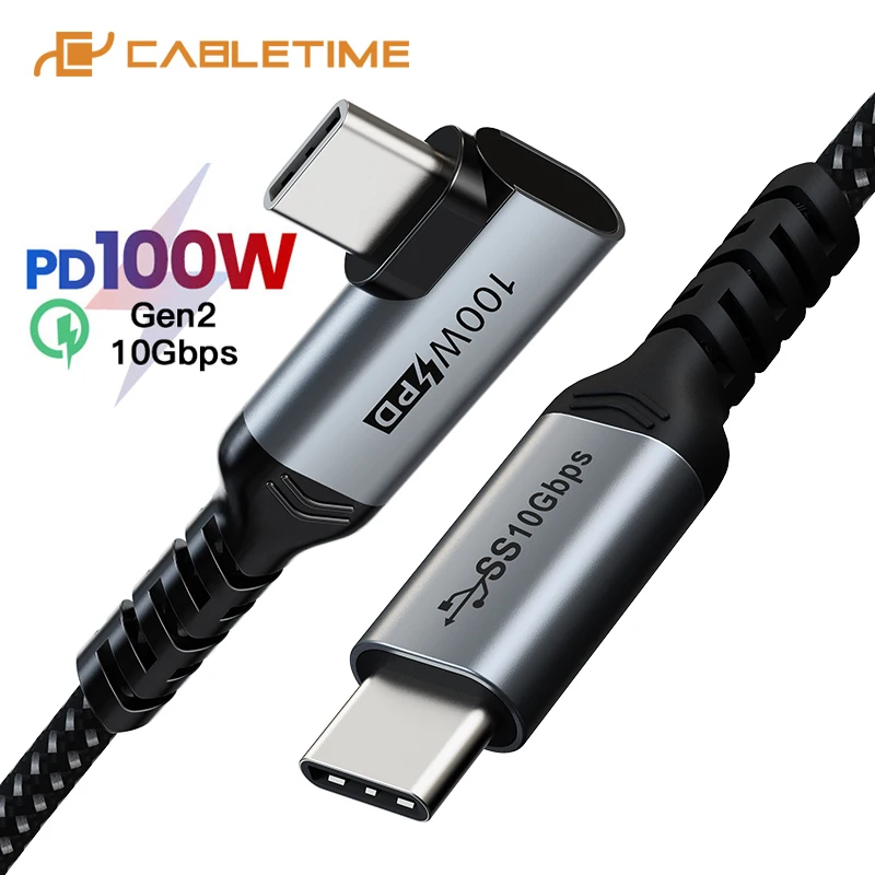 CABLETIME Type C 100W Gen2 Cable USB C to C 10Gbps Sync data PD Video ...