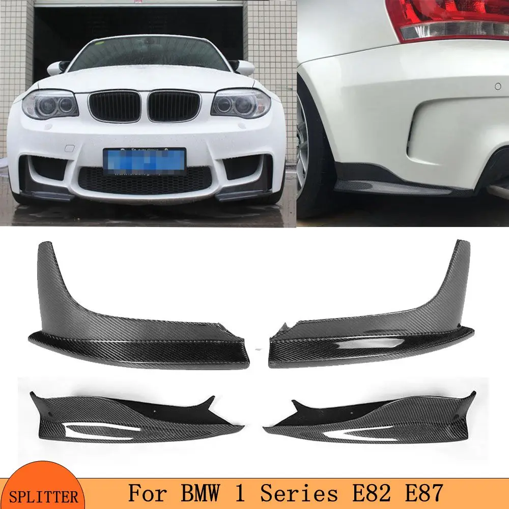Carbon-Fiber-Front-Rear-Lip-Splitters-Flaps-For-BMW-1-Series-E82-E87-1M ...