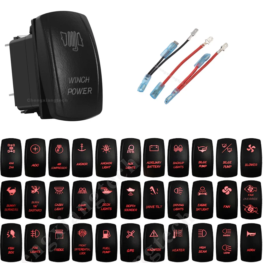 12V-20A-24V-10A-Red-Led-Car-Rocker-Switch-With-Jumper-Wires-Marine-Boat ...