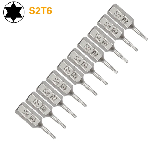 1 Inch T6 T7 T8 T9 T10 T15 Torx Screwdriver Bit Set S2 Steel 1/4 Inch 6 ...