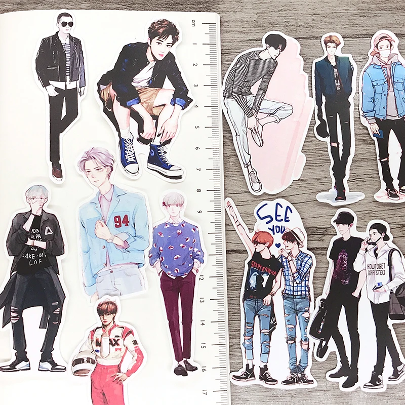 13pcs Cartoon Hand Drawn Exo Paper Lable Stickers Crafts And ...