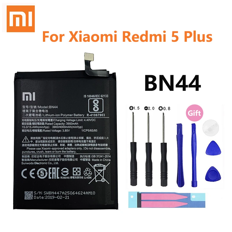 Xiao Mi Original Phone Battery BN44 For Xiaomi Redmi 5 Plus Red mi ...