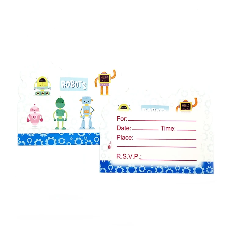 Party supplies 8pcs Robot theme invitation card invitations for kids ...