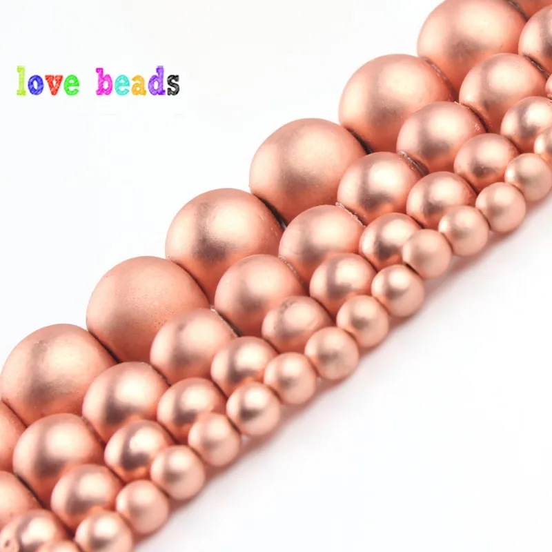 2-3-4-6-8mm-Natural-Matte-Gold-Rose-color-Hematite-Stone-Round-Loose ...