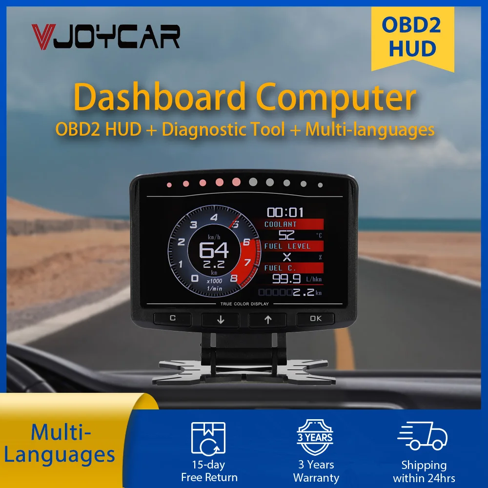Vjoycar-Newest-Car-HUD-Smart-Odometer-Digital-Temperature-Meter-OBD2 ...