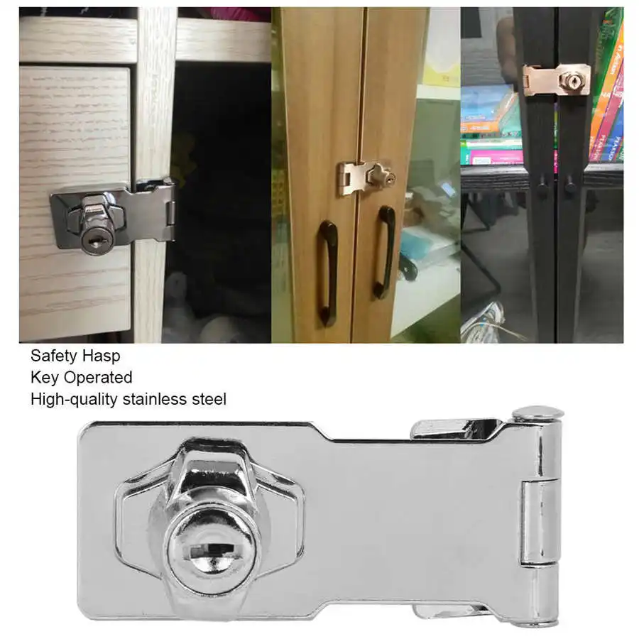 Hasps Yosoo123 Large Keyed Hasp Safety Locking Hasp Stainless Steel ...