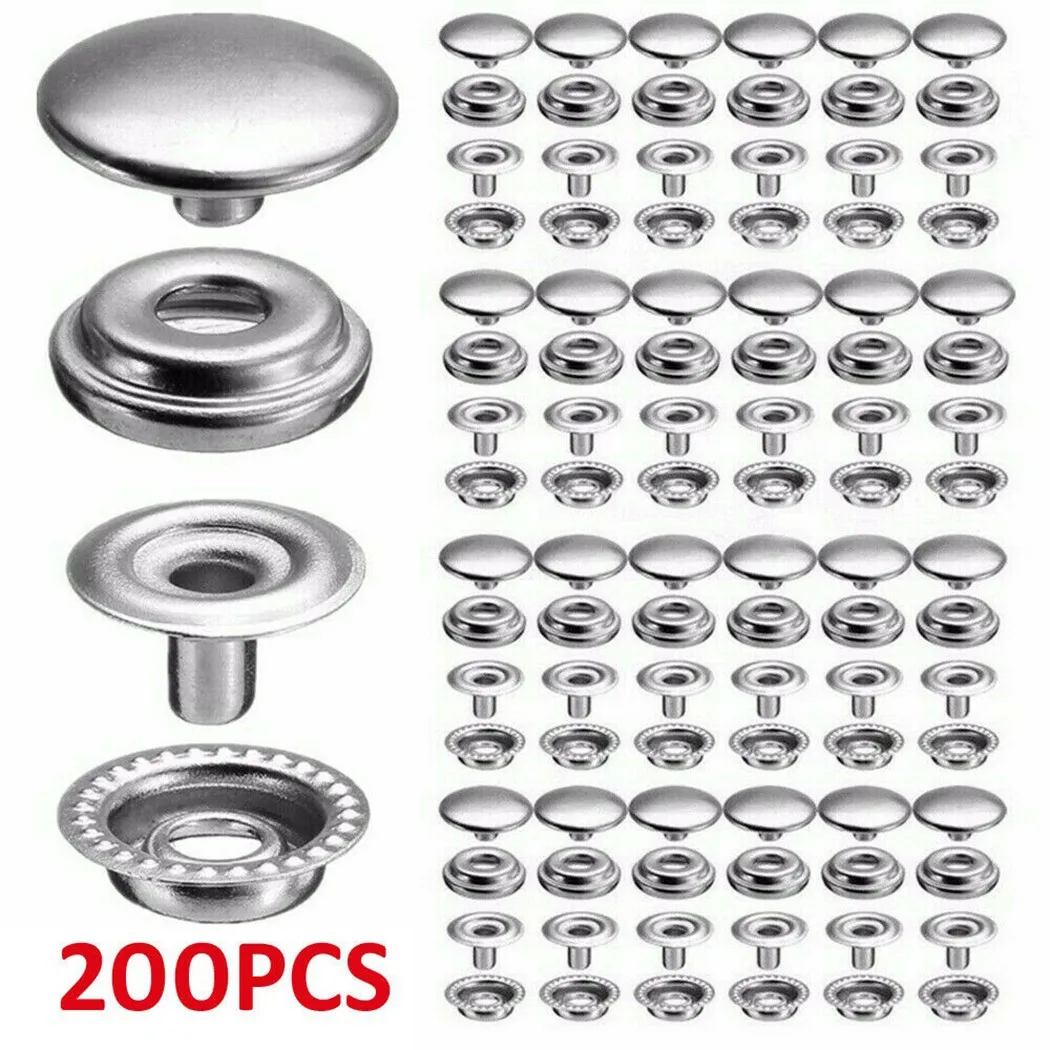 100-200PCS-Snap-Fasteners-Press-Studs-Kit-Poppers-Buttons-Tools-Heavy ...