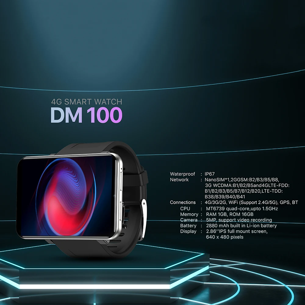 DOMIWEAR DM100 4G Smart Watch Men with SIM Card Slot Camera Free Video ...