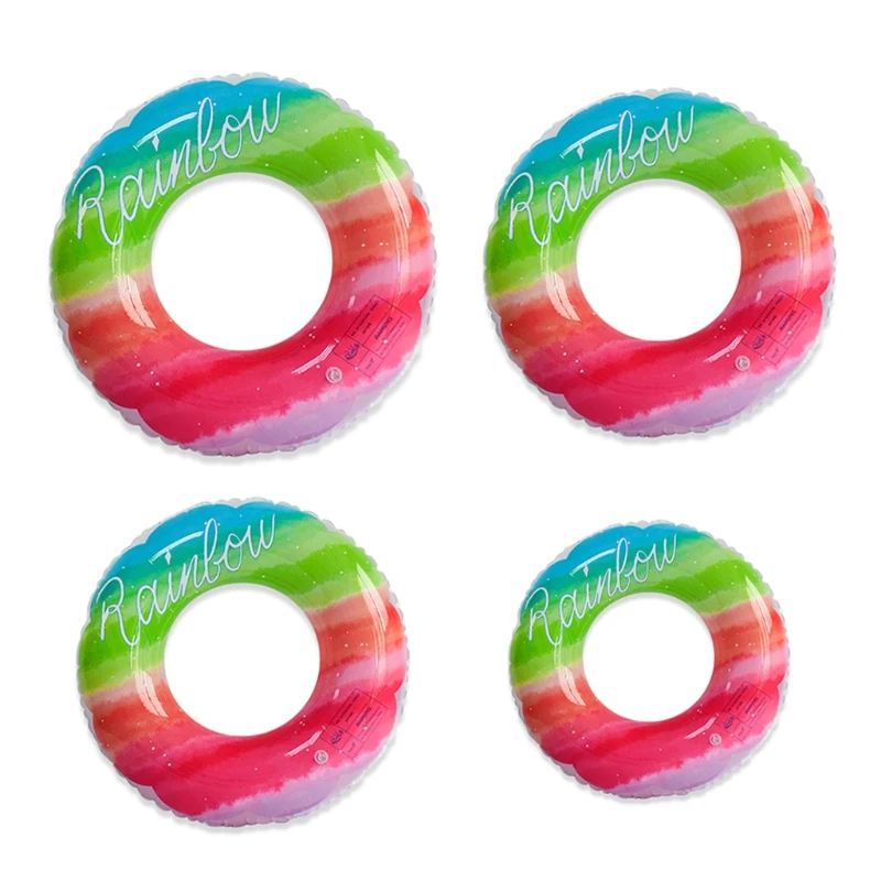 03ka Kids Adult Inflatable Swimming Circle Thickened Pvc Rainbow ...
