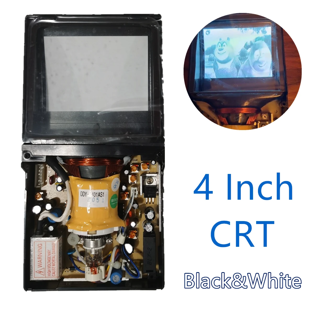 12V-4-2W-Micro-4-CRT-Black-and-White-Monitor-Vintage-CRT-Screen ...