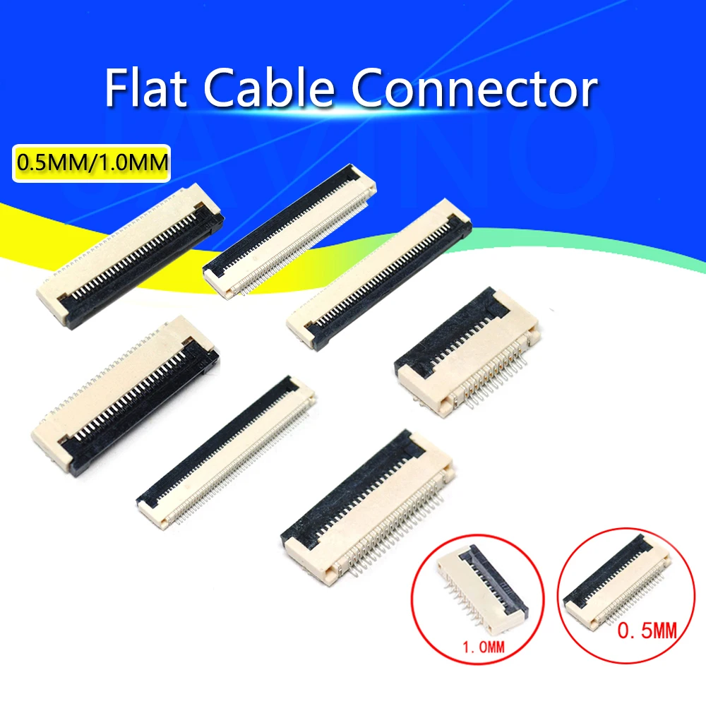 Conector de Cable plano FPC FFC, 10 piezas, 0,5mm/1mm, 4P, 5P, 6P, 8P, 10P, 12P, 14P, 16P, 20P ...